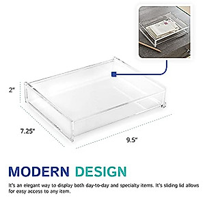 Huang Acrylic Clear Acrylic Catch All Box with Hinge Lid | 7.25"x9" Large Multipurpose Storage Box for Keepsakes, Jewelry, Trinkets