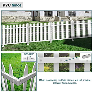 ECOOPTS 36" H x 84" W Vinyl Picket Fence Panels White Decorative Fence for Garden Patio Yard Pool Walkways (34 Pickets, Straight)