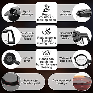 Coffee Pot Replacement 12 Cup for cuisinart Carafe DCC-1200PRC Fit for cuisinart Coffee Maker DCC-1100BK DCC-1200 DCC-2650 CHW-12 CHW-12P1 SS -12 etc