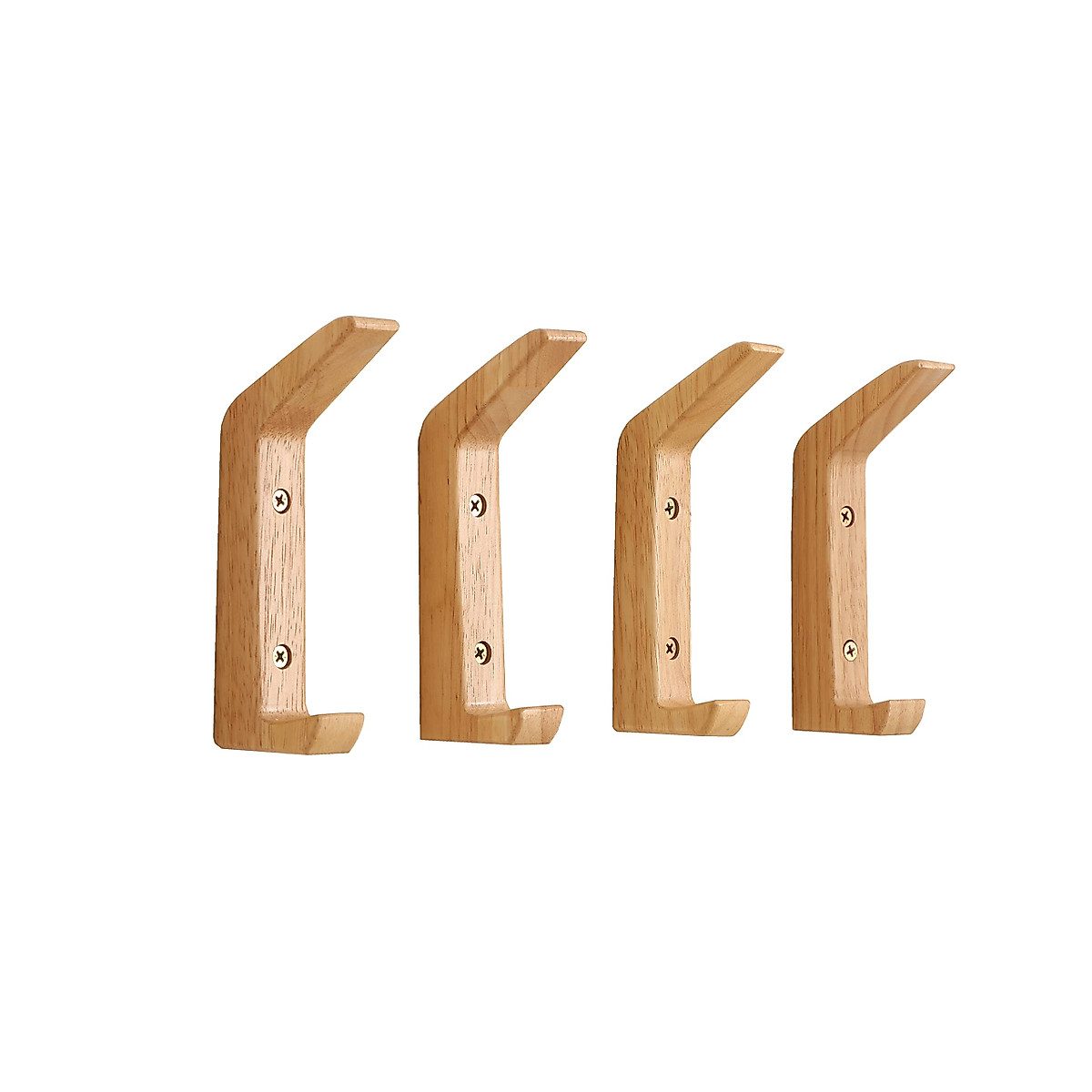 FamilleElement Coat Hooks, Wall Hooks for Hanging, Set of 4 Pure Wood Clothes Hooks, Wall Coat Hooks, Hooks for Hanging Coats, Hanging Bathroom Towels Clothes Hanger