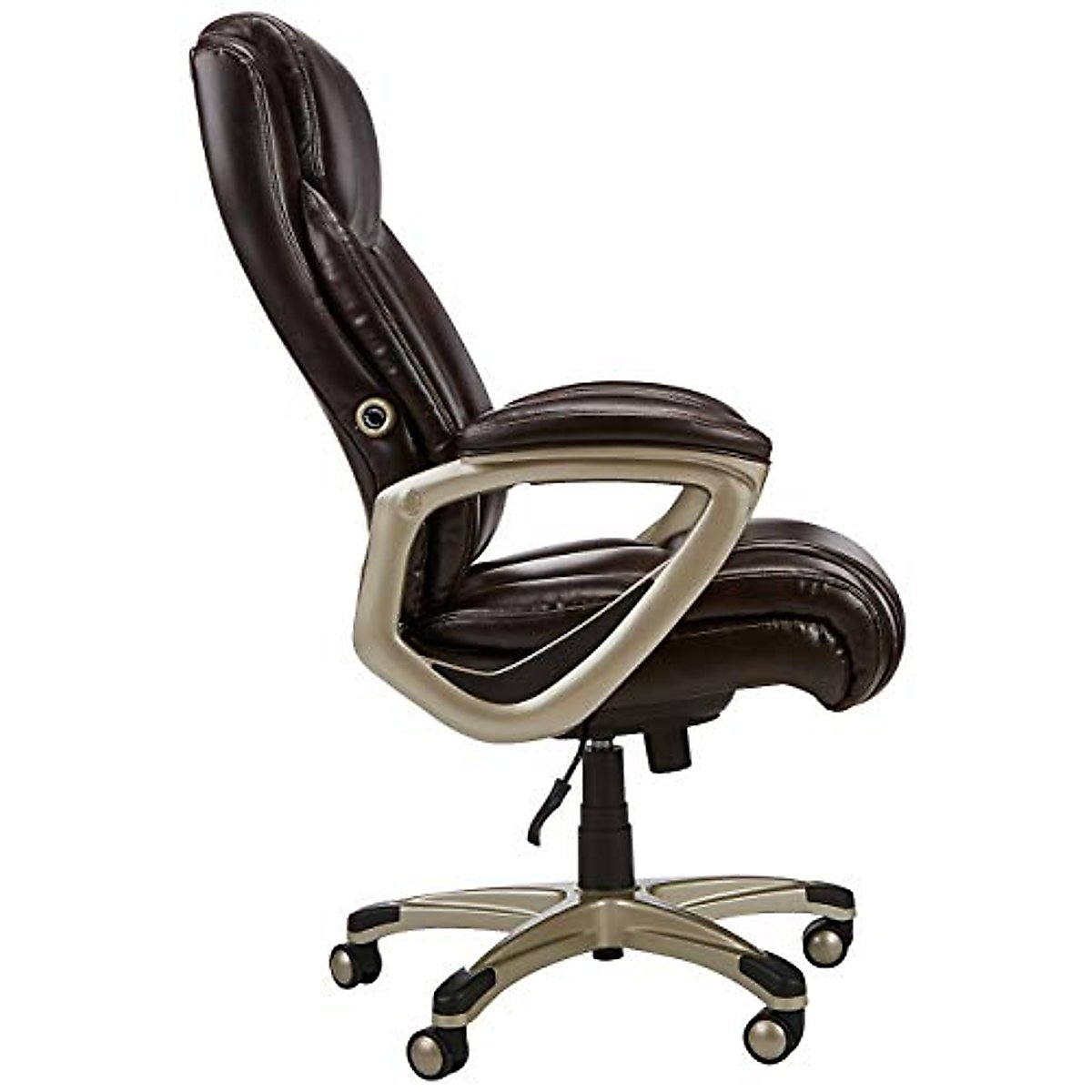 Amazon Basics Big & Tall Executive Computer Desk Chair with Lumbar Support, Adjustable Height and Tilt, 350Lb Capacity, Brown with Pewter Finish