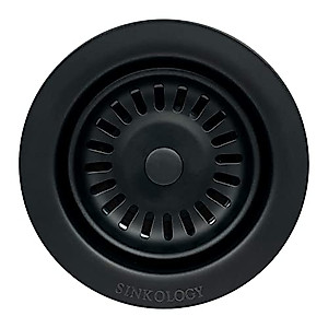 SinkSense 3.5" Disposal Flange Drain with Stopper, Matte Black