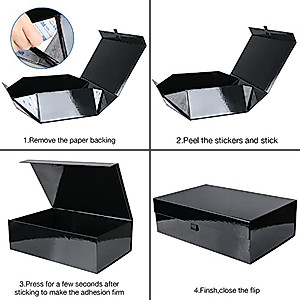 Aimyoo 1 Pack Big Black Magnetic Gift Boxes with Lids 13.8x9x4.3 inch, Groomsman Bridesmaid Proposal Box, Rectangle Collapsible Box for Storage Graduation