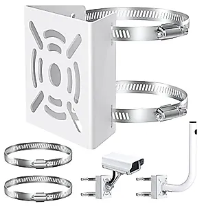 OOKOO Universal Vertical Pole Mount Bracket with 2 Loops, Solid Metal Wireless Bridge Wall Mounting Bracket for Indoor Outdoor AP Access Point Client CPE,1 Pack