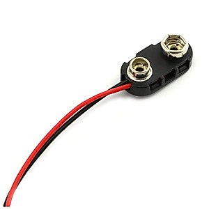 RuiLing 5pcs 9V Battery Clip with 15cm Lead Wire I Type 9v Cell Holder DIY Battery Buckle Connector