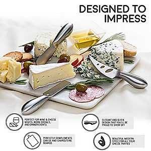 ICOSA Living Lunar 6-Piece Cheese Knife Set - Premium Stainless Steel Cheese Knives Collection - Charcuterie Board Accessories Gift Ready w/ 15 Festive Recipes