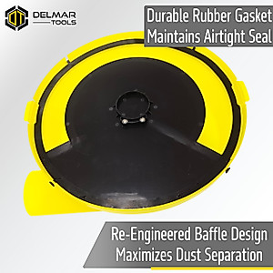 Delmar Tools Patent Pending Shop Vacuum Dust Separator, 99% Separating Efficiency, Included 90° Adapter and Hose Unlike Competitor Versions, Attaches to 5 Gallon Buckets in Seconds, Maximum Suction