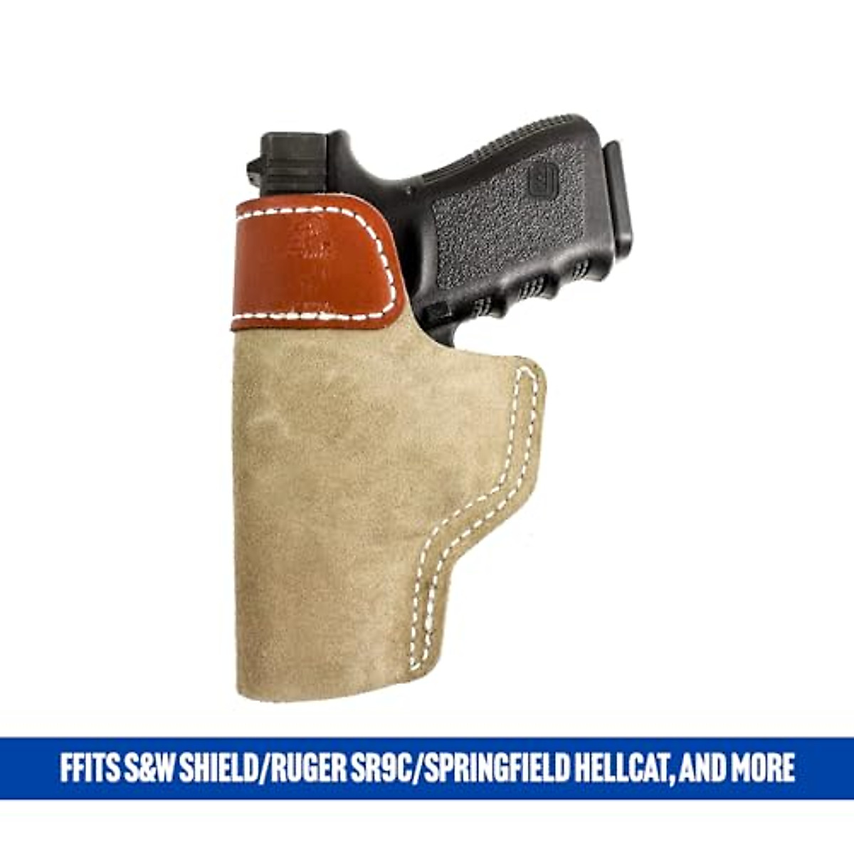 DeSantis Sof-Tuck Gun Holster with Adjustable Cant, Soft No-Slip Suede, Fits S&W SHIELD/RUGER SR9C/SPRINGFIELD HELLCAT, Unisex Holster, Available for Most Concealable Handguns in Right and Left Hand