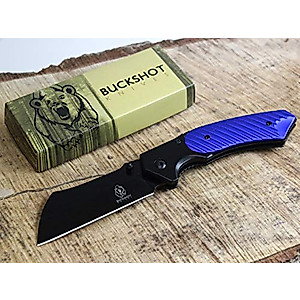 Wartech Buckshot Thumb Open Spring Assisted Stainless Steel Handle with Inlay Classic Razor Pocket Knife (PBK205BL)