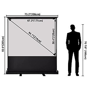 lesolar 84 Inch Manual Pull up Projector Screen 4:3 4K HD Floor Standing Projector Screens Portable and Retractable Video Projection Screen Movie Screens for Indoor Outdoor Home Hotel School Office