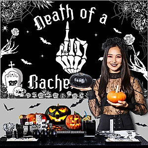 Wonmelody Death of A Bachelorette Banner Backdrop Decor Till Death Do Us Bachelorette Party Decor Rip Single Life Bachelorette Supplies for Bride or Die Gothice Wedding Bridal Shower Engagement