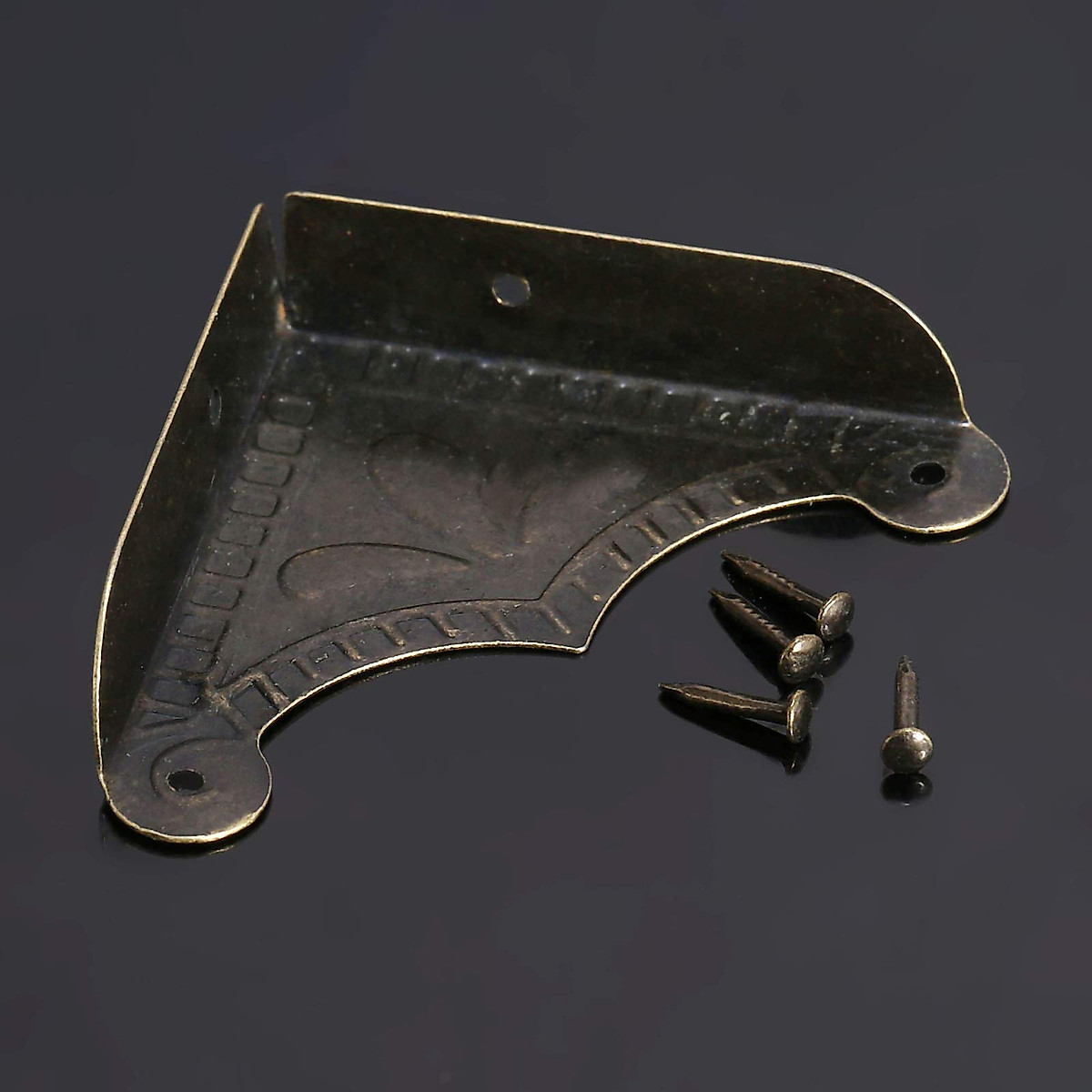 dophee Antique Brass Box Corner Covers, Decorative Corner Protectors Guards Edge Covers for Jewelry Box Chest Table Desk Photo Frame Panal, 1.53"x1.53"x1.97"(12-Pack)