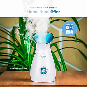 NanoSteamer Large 3-in-1 Nano Ionic Facial Steamer with Precise Temp Control - Humidifier - Unclogs Pores - Blackheads - Spa Quality - Bonus 5 Piece Stainless Steel Skin Kit (Teal)