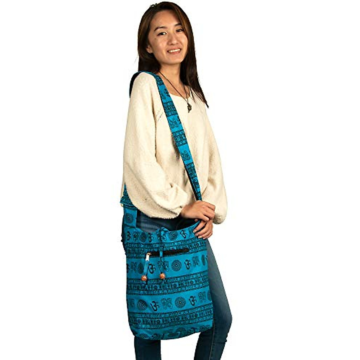 Blue Patchwork Handmade Crossbody Large Hobo Shoulder Bag Hippie Boho Fashion Everyday Unique