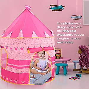 Princess Castle Play Tent for Kids, Princess Castle Dollhouse That conveniently Folds in to a Carrying Case, Perfect Foldable Pop Up Pink Childrens Play Tent/House Toy for Indoor & Outdoor Use
