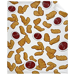 Golden Chicken Nuggets Throw Blanket - Funny Food Plush Blanket Best Gift - Bedding Quilt Home Decor for Couch Sofa Bed, 30"x40" for Toddlers Pets
