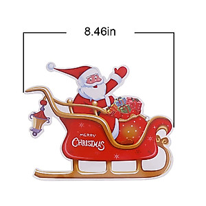 CCINEE 9 PCS Christmas Paper Banners Flags Santa and Reindeers Bunting Garlands for Door Wall Window Hanging Decoration Christmas Party Favor Supplies