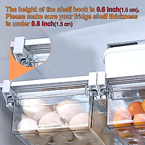 shopwithgreen 2 Pack Refrigerator Organizer Bins with Handle, Pull-out Fridge Drawer Organizer, Freely Pullable Refrigerator Storage Box with 2 Divided Sections, Fit for 0.6'' Fridge Shelf