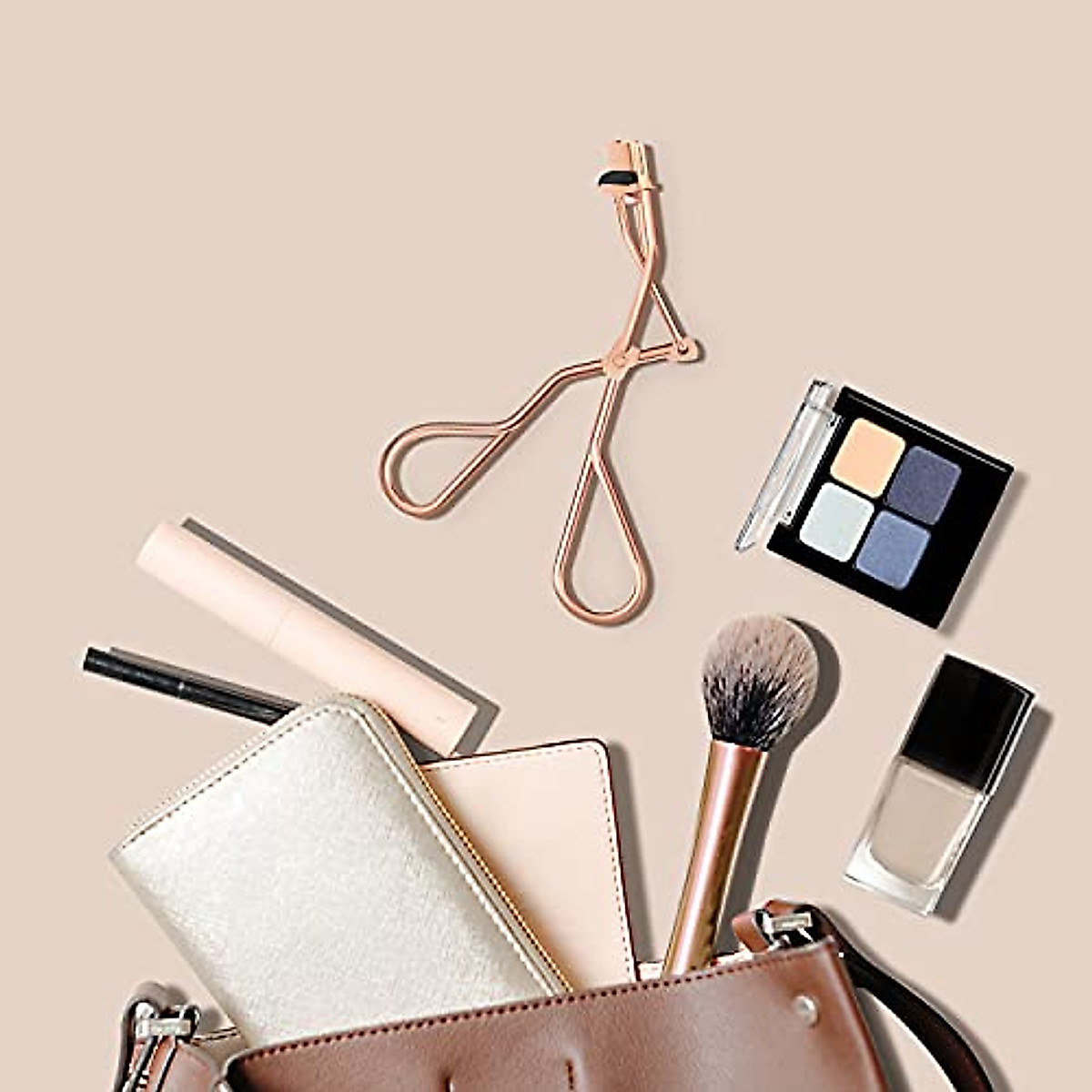 Larbois Eyelash Curler with 5 Extra Refill Pads ＆ Velvet Bag, Professional Eye Lash Curler No Pinching, No Pain and No Pulling, Make up Tool for Perfect Curl in Seconds (Rose Gold)