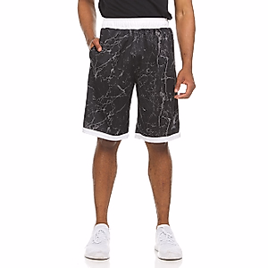 Spalding Mens Marble Performance Basketball Short, 10" Inseam, Black Marble, S