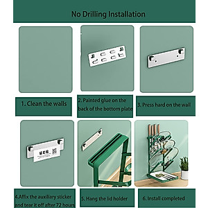 Pot Lid Organizer, Spoon Rest, Knife Rack, Multi-function Pot Lid Pan Cooking Board Spatula Kitchen Utensil Stand Cover Holder, Wall/Door Mounted Cabinet Storage Organizer with Removable Tray
