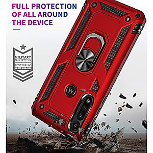 TJS Compatible with Motorola Moto G Power (2020) Case, with [Tempered Glass Screen Protector] Defender Metal Ring Magnetic Support Kickstand Heavy Duty Drop Protector Cover Phone Case (Teal)