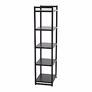Household Essentials 5 Shelf Free Standing Book Case, Black Oak Finish