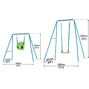 TP Toys, 3-in-1 Toddler Swing Set | Small to Tall | Indoor Baby Swing with Fabric Baby Seat to Outdoor Toddler Swing with Classic Kids Swing Seat | Sturdy Metal Swing Stand | 6 Month+