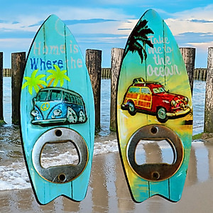 Beer Bottle Cap Opener , Set of 2 Surfboard Decorative Bottle Shape Beer Openers Beer Gift for Surfer Men Women