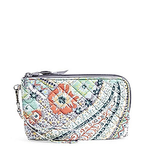 Vera Bradley Women's Cotton Wristlet With RFID Protection, Citrus Paisley - Recycled Cotton, One Size