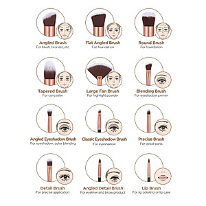 InnoGear Professional Makeup Brushes Set, 16 Piece with 16 Makeup Brushes and Sponges and Brush Cleaner, Black Golden