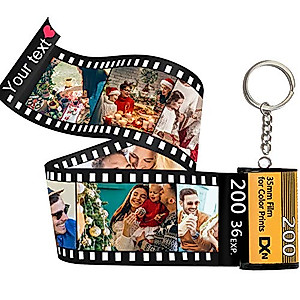 GIFTSDIY Custom Camera Film Roll Keychain,Camera Photo Roll Keychain with Reel Album 10 Pictures