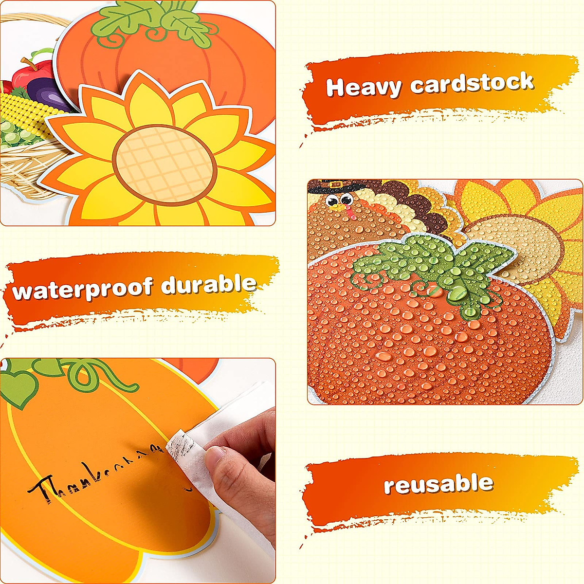 45 Pieces Fall Bulletin Board Decorations Turkey Pumpkin Maple Leaves Sunflower Cutouts Thanksgiving Happy Fall Cutouts for Classroom Bulletin Border Decoration