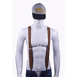 Doloise Adjustable Elastic X Back Style Suspenders for Men's and Women's With Strong Metal Clips (Coffe-01)