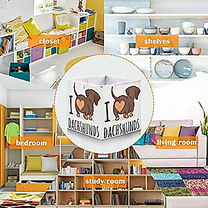 RunningBear Dachshund Dog Storage Basket Storage Bin Square Collapsible Toy Bins Decorative Storage Boxes Organizer for Clothes Towels Magazine