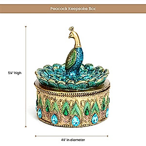 Bits and Pieces - Peacock Keepsake Box - Peacock Art - Golden Jewelry Box