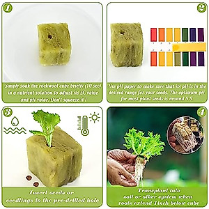 Halatool 1 Inch Rockwool Cubes Garden Rock Wool Stonewool Grow Cubes Starter Plugs for Hydroponics Soilless Cultivation Seedlings Cuttings Clone Plants Germination Start (2 Sheets, 100 Plugs in Total)