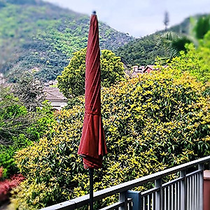 AMMSUN Patio Umbrella 6.5 ft Market Table Umbrella Tilt Steel Pole UPF50+ Protection,Great for Outdoor Garden Backyard (Maroon)
