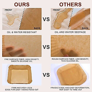 Air Fryer Disposable Liners Square - 8 Inch Air Fryer Disposable Baking Paper Roasting Microwave Food Grade Baking Fryer Disposable Paper 100 Pcs Disposable Plate Brown