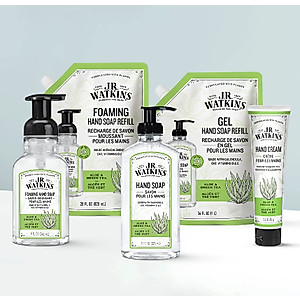 J.R. Watkins Gel Hand Soap Refill, Moisturizing Hand Wash, All Natural, Alcohol-Free, Cruelty-Free, USA Made, Aloe Green Tea, 34 Fl Oz, 3 Pack