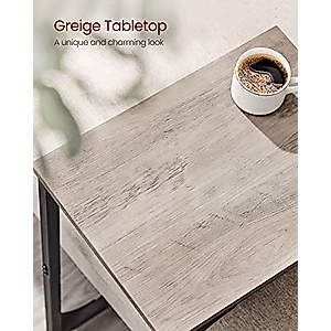 VASAGLE C-Shaped End Table Set of 2, Small Side Table for Couch, Sofa Table with Metal Frame for Living Room, Bedroom, Bedside, Greige and Black