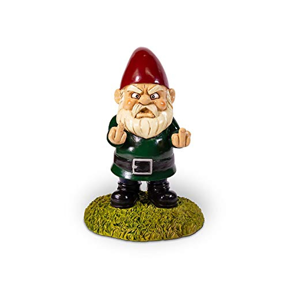 Kwirkworks Funny Garden Gnome - Flipping The Double Bird Middle Finger Lawn Statue Figurine - Funny Gift