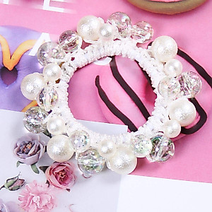 BENPIN Pearl Hair Ties Elastic (4Pcs), Pretty Fancy Hair Scrunchies Hair bands Ponytail Holder Cute Fashion Hair Accessories Ideal For Women Girls Kids (Type 1918)