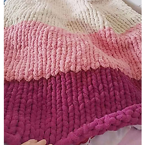 Super Bulky Chunky Yarn Beige 3lb for Arm Knitting, 6 Pack Luxury Soft Big Fat Jumbo Thick Weaving Crochet Craft Polyester Chenille Yarns for Throw Blanket Pillows