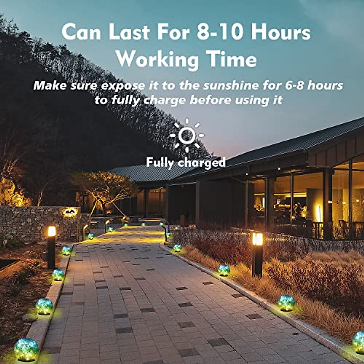 UAMSTYLE Globe Solar Lights Waterproof Decorative 2 Pack Globe Cracked Glass Gazing Ball for Outdoor Garden Decor Decorations Pathway Patio Yard Lawn,Blue