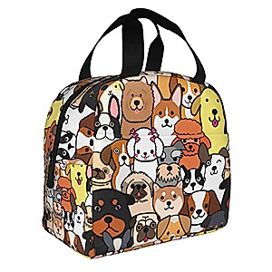 Algranben Dog Lunch Box for Kids Girls Boys Cartoon Insulated Thermal Picnic Bag Washable Reusable for School Work Office