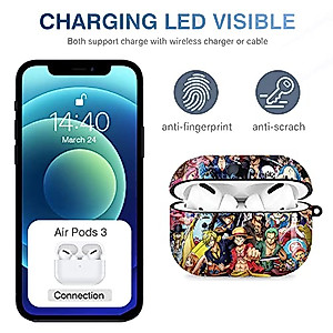 AOUDHOI Anime Characters Airpods Pro Case Compatible with AirPods Pro Full Protective Shockproof Wireless Earphone Case with Key Chain Headphone Case for Teens Adults -1