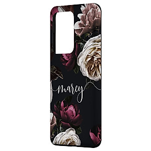 Galaxy S20 Ultra Marcy - Elegant Floral Rose & Peony Personalized Name Case