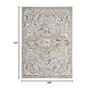 SAFAVIEH Mystique Collection Area Rug - 9' x 12', Grey & Light Blue, Watercolor Distressed Design, Non-Shedding & Easy Care, Ideal for High Traffic Areas in Living Room, Bedroom (MYS921L)