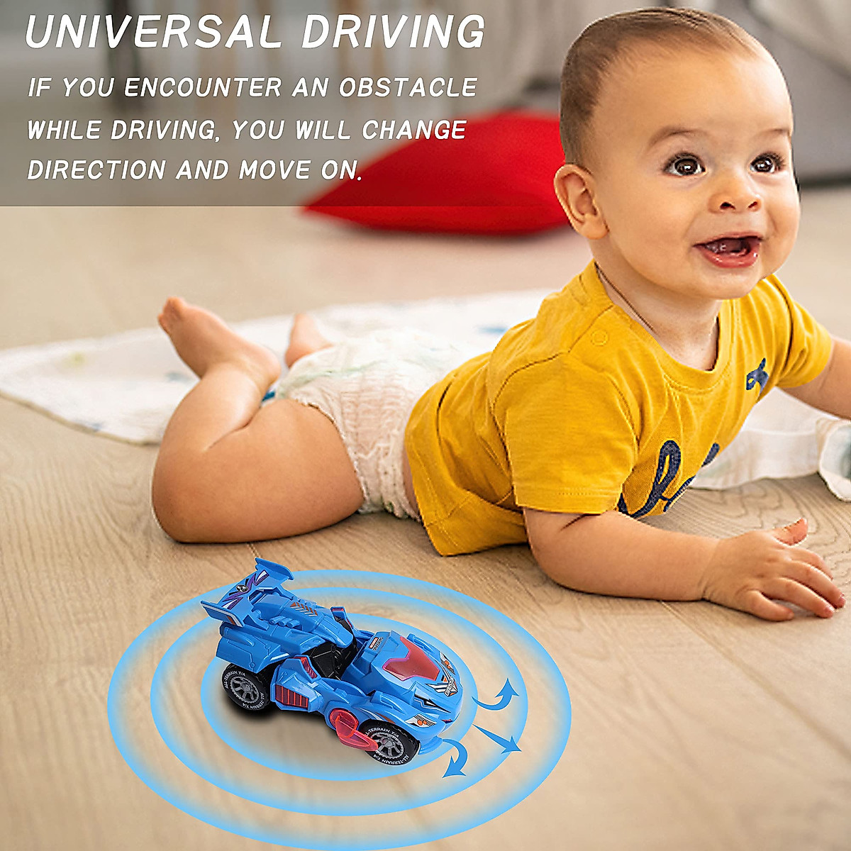 huwairen Dinosaur Toys for 3-6 Year Old Boys for Kids Transforming Dinosaur Car with LED Light and Music Gifts for 4-7 Year Old (Blue)